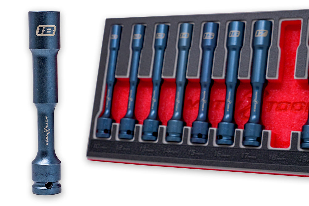 12pc 1/2" Drive Extra Long & Deep Impact Socket Set - Motivx Tools